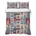 Coastal Ocean Sailboat Anchor Stripe 3 Pieces Quilt Set,1 Quilt with 2 ...