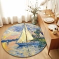 Coastal Ocean Sailboat Round Area Rug 3ft,Living Room Rug Non-Slip ...