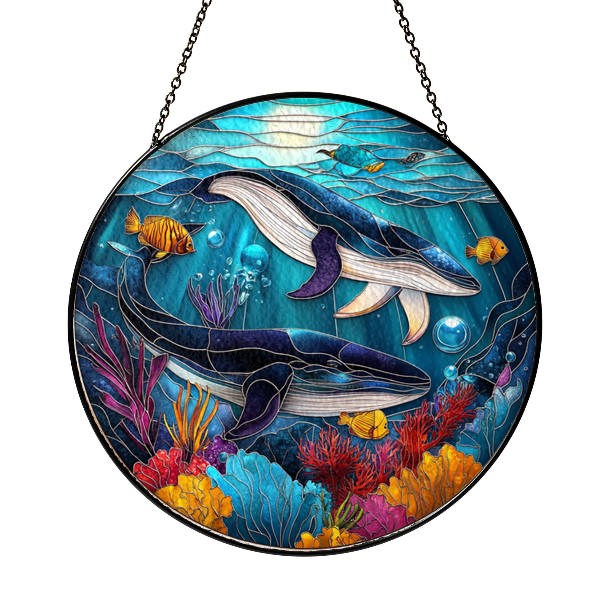 Coastal Ocean Scene Stained Glass Style Window Suncatcher - Walmart.com