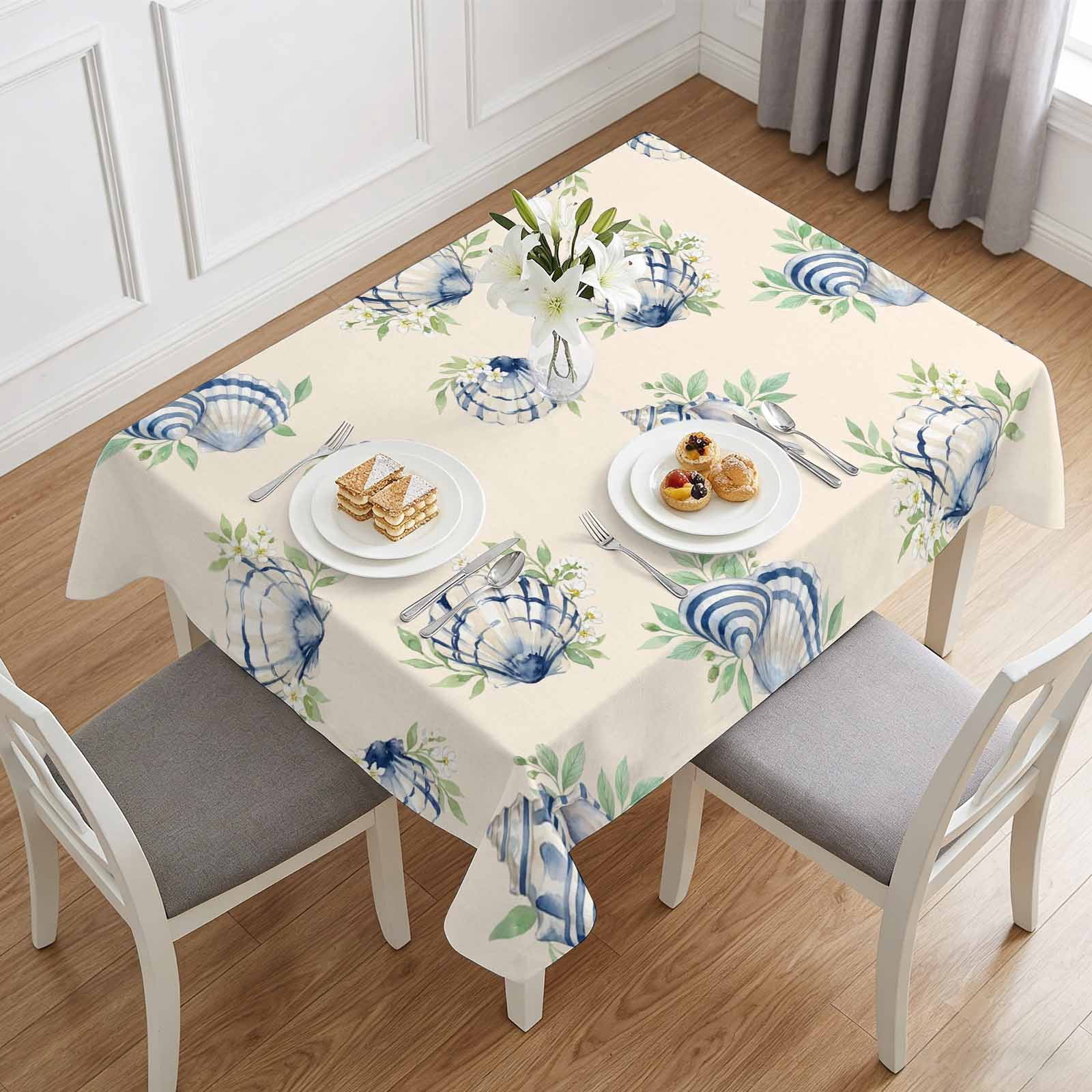 Coastal Ocean Shell Conch Table Cloth 60x84in, Waterproof Rectangle ...