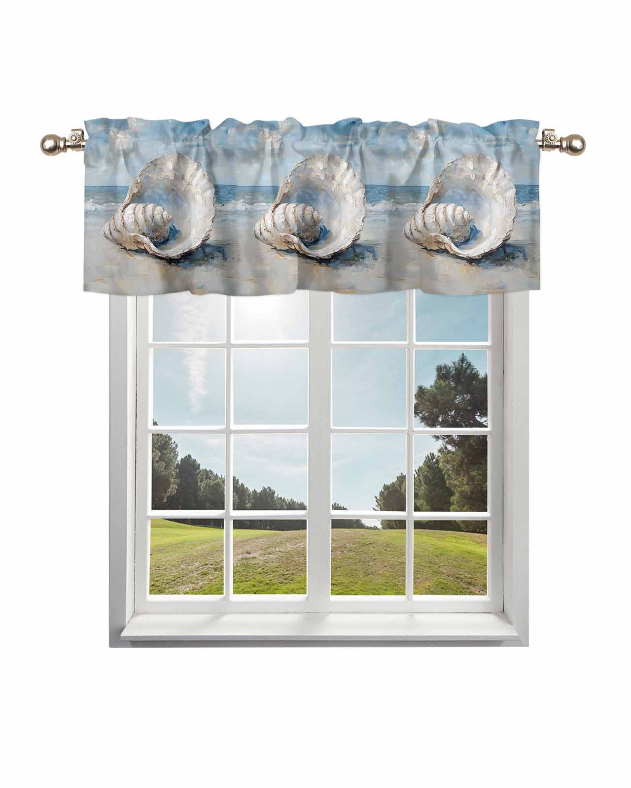 Coastal Ocean Shells Curtain Valance for Windows/Living Room/Kitchen ...