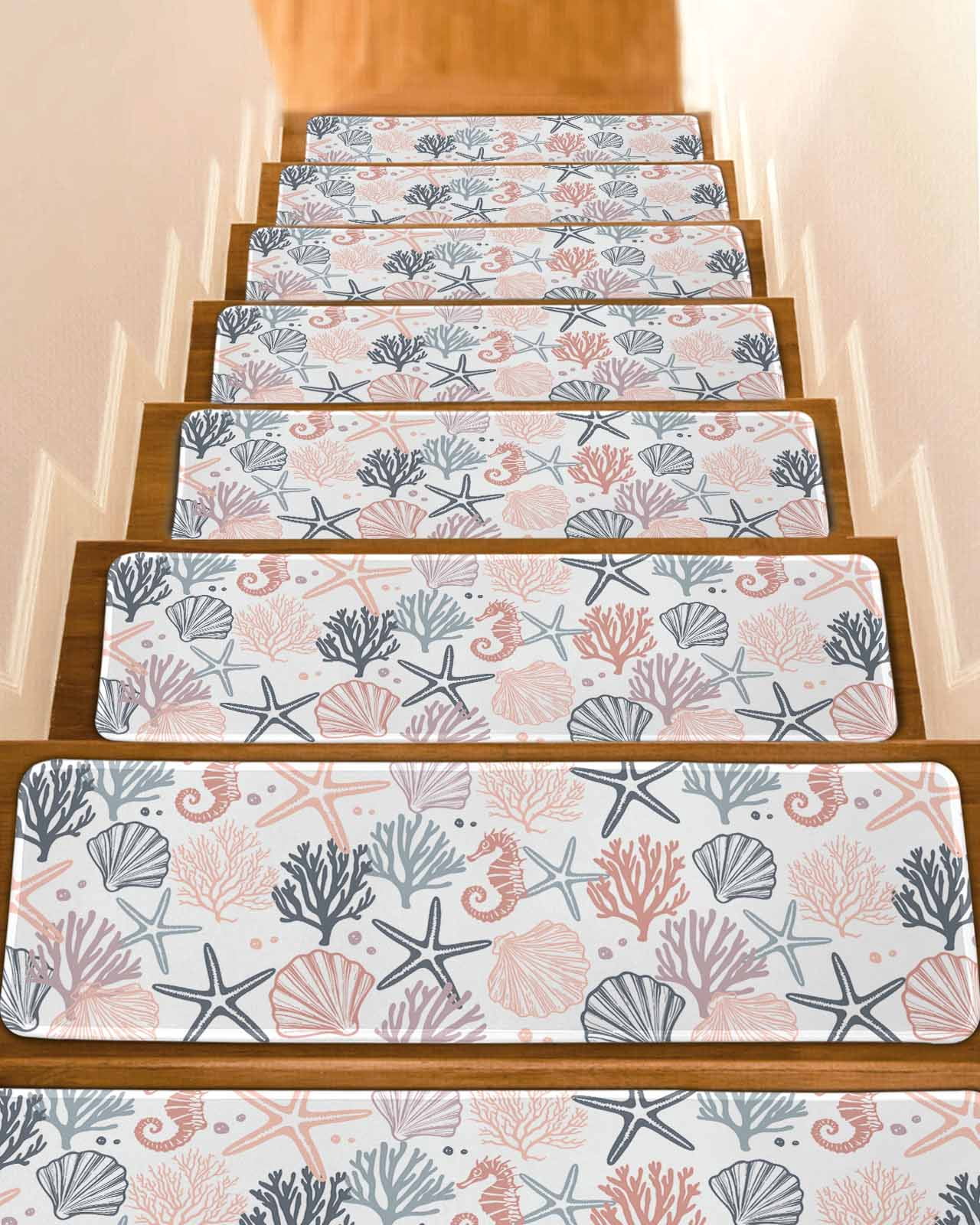 Coastal Ocean Stair Treads for Wooden Steps Indoor Runner Rug Carpet ...