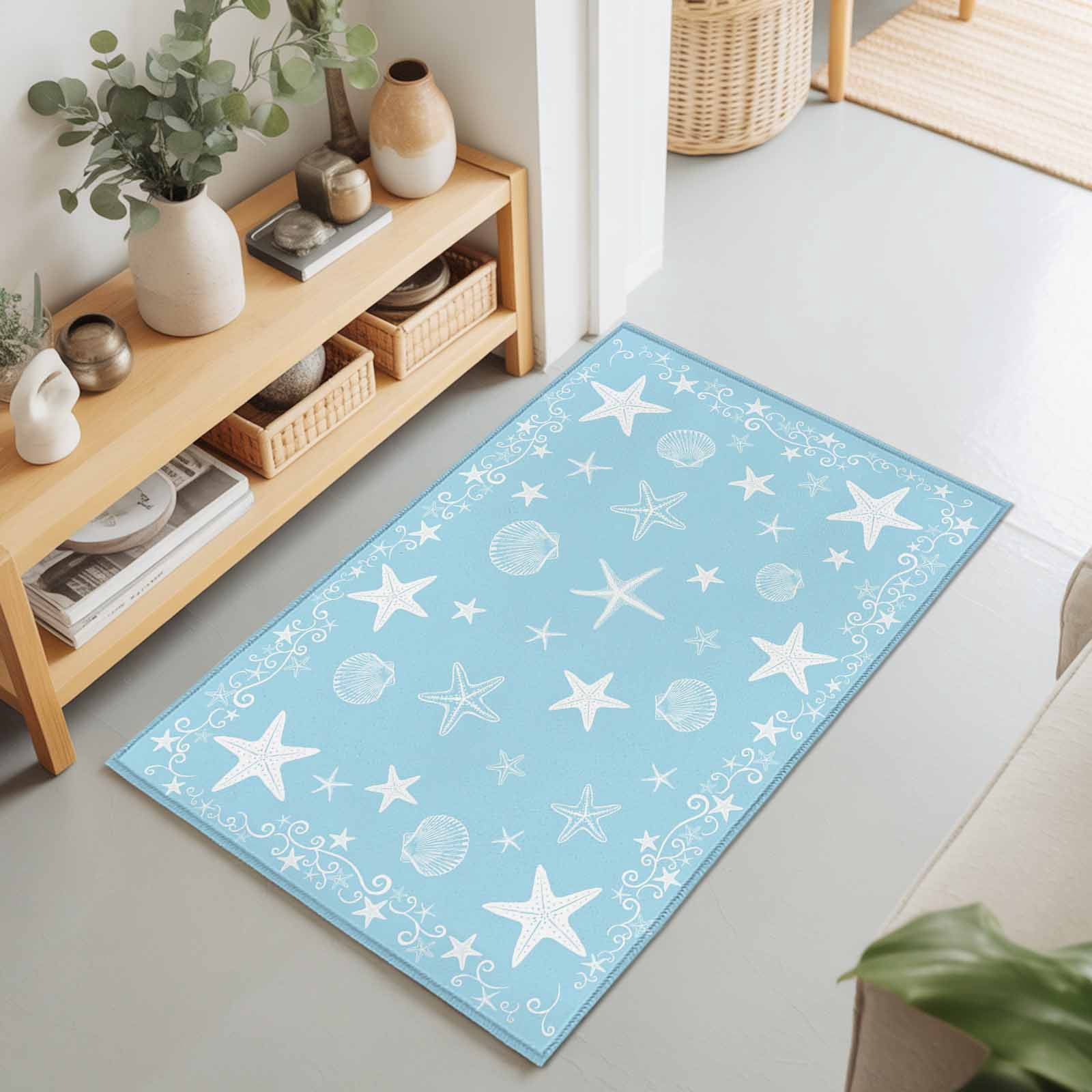 Coastal Ocean Starfish Shell Rectangle Area Rug 2x3ft,Living Room Rug ...
