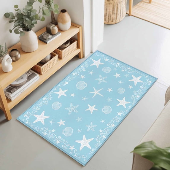 Coastal Ocean Starfish Shell Rectangle Area Rug 2x3ft,Living Room Rug ...