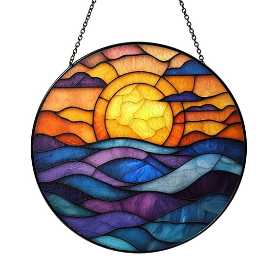 Coastal Ocean Sunset Stained Glass Suncatcher – Window Decor - Walmart.com
