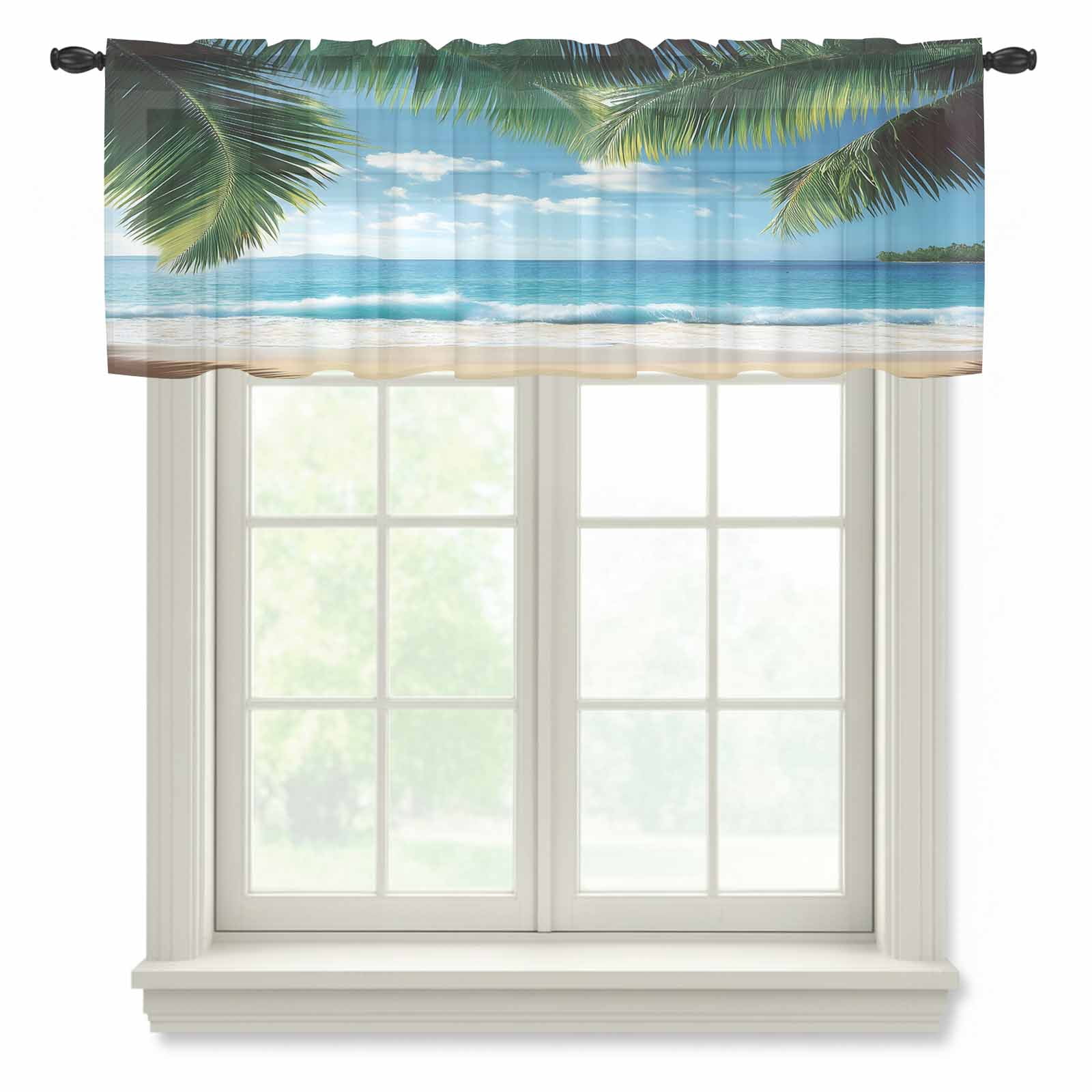 Coastal Ocean Valance Curtains for Kitchen/Living Room/Bathroom/Bedroom ...