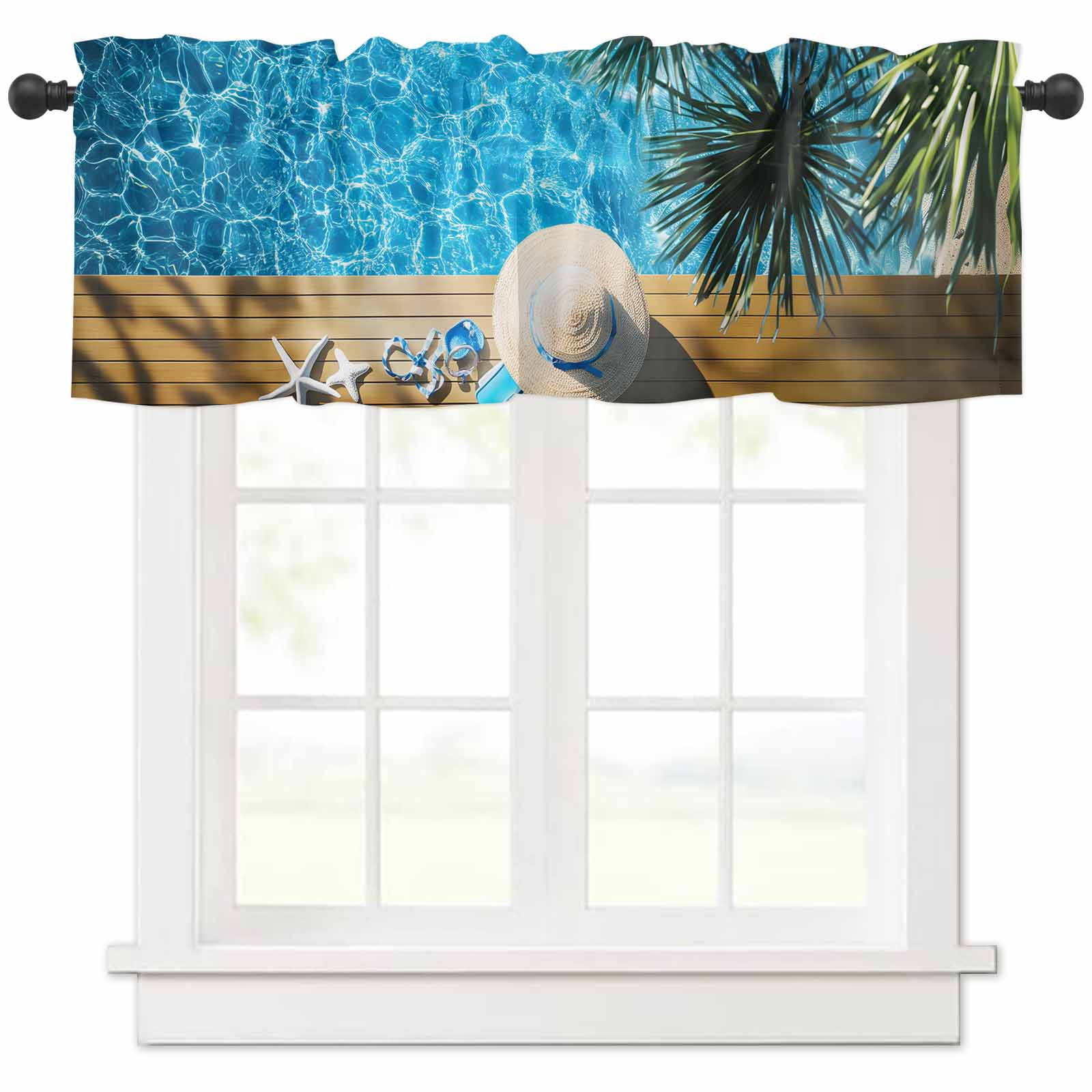 Coastal Ocean Valances for Windows Farmhouse Kitchen Curtains Valances ...