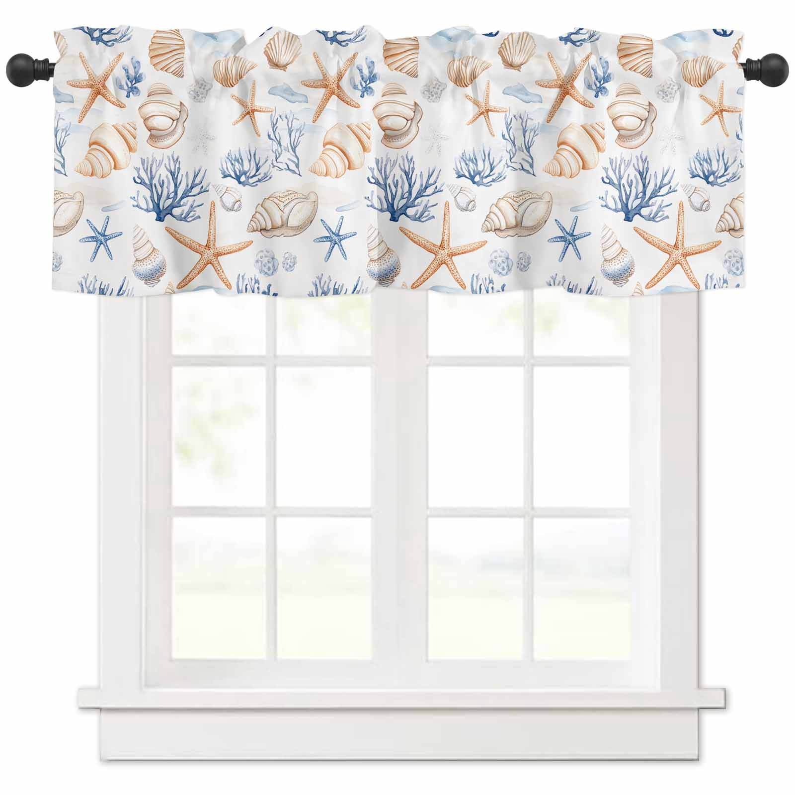 Coastal Ocean Valances for Windows Farmhouse Kitchen Curtains Valances ...
