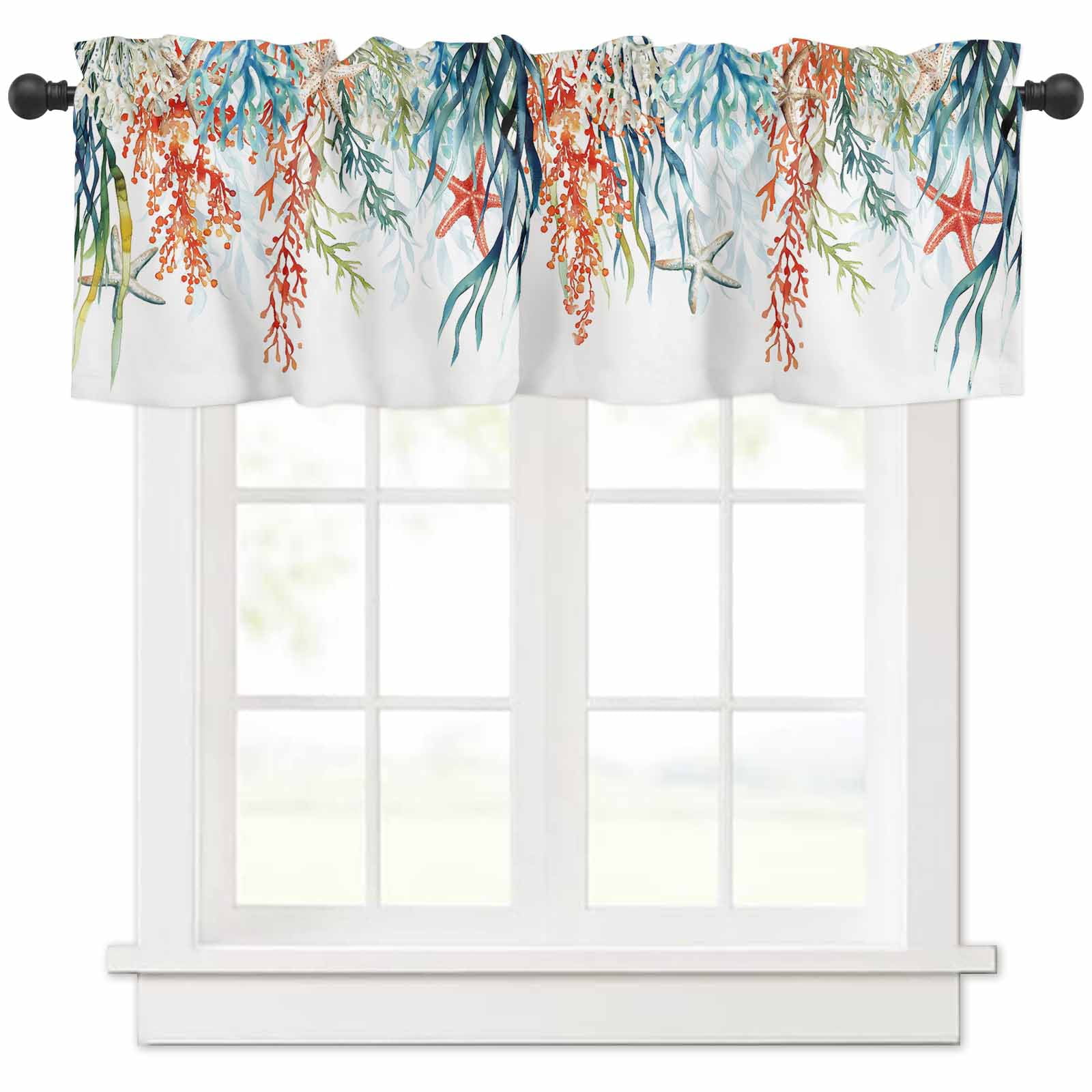 Coastal Ocean Valances for Windows Farmhouse Kitchen Curtains Valances ...