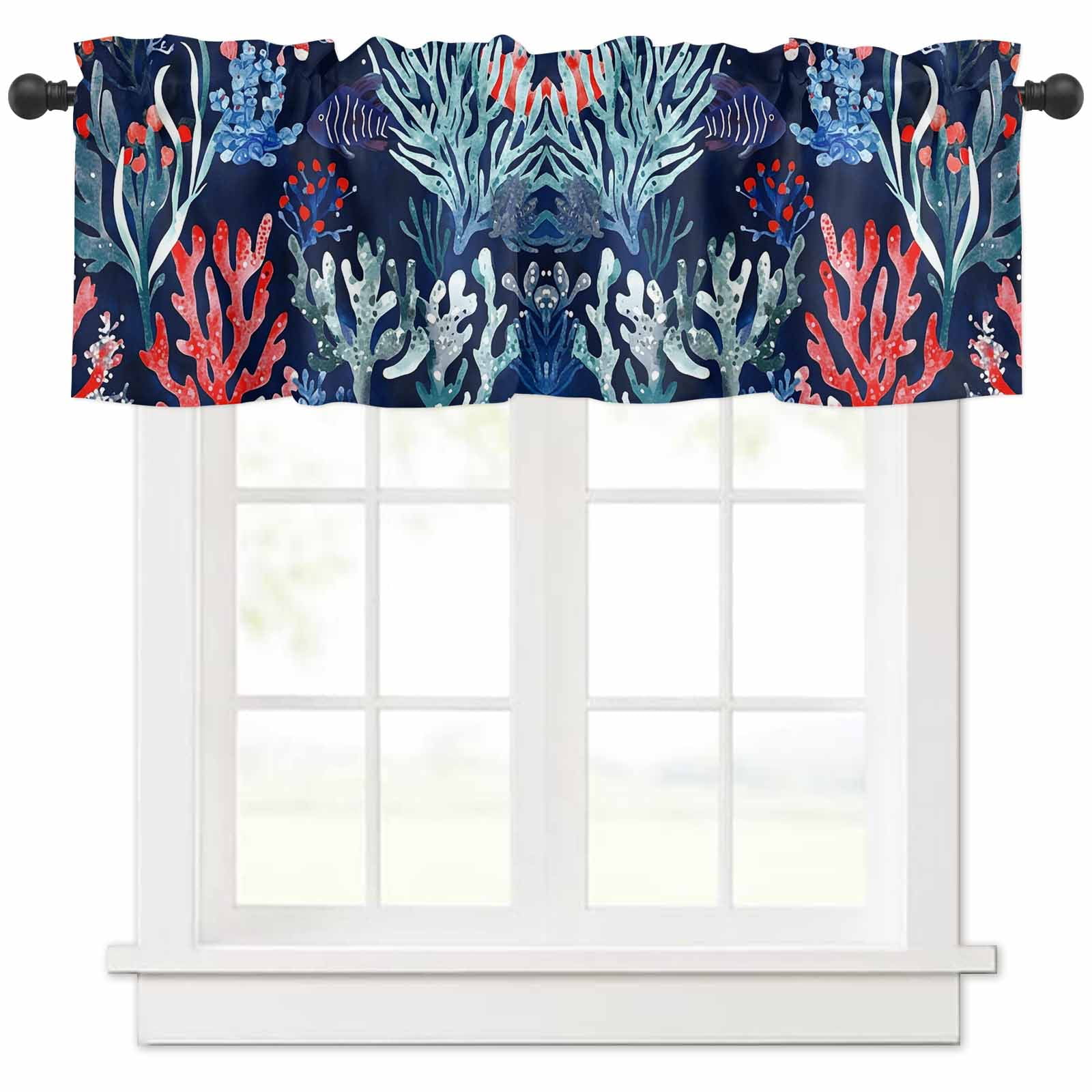 Coastal Ocean Valances for Windows Farmhouse Kitchen Curtains Valances ...
