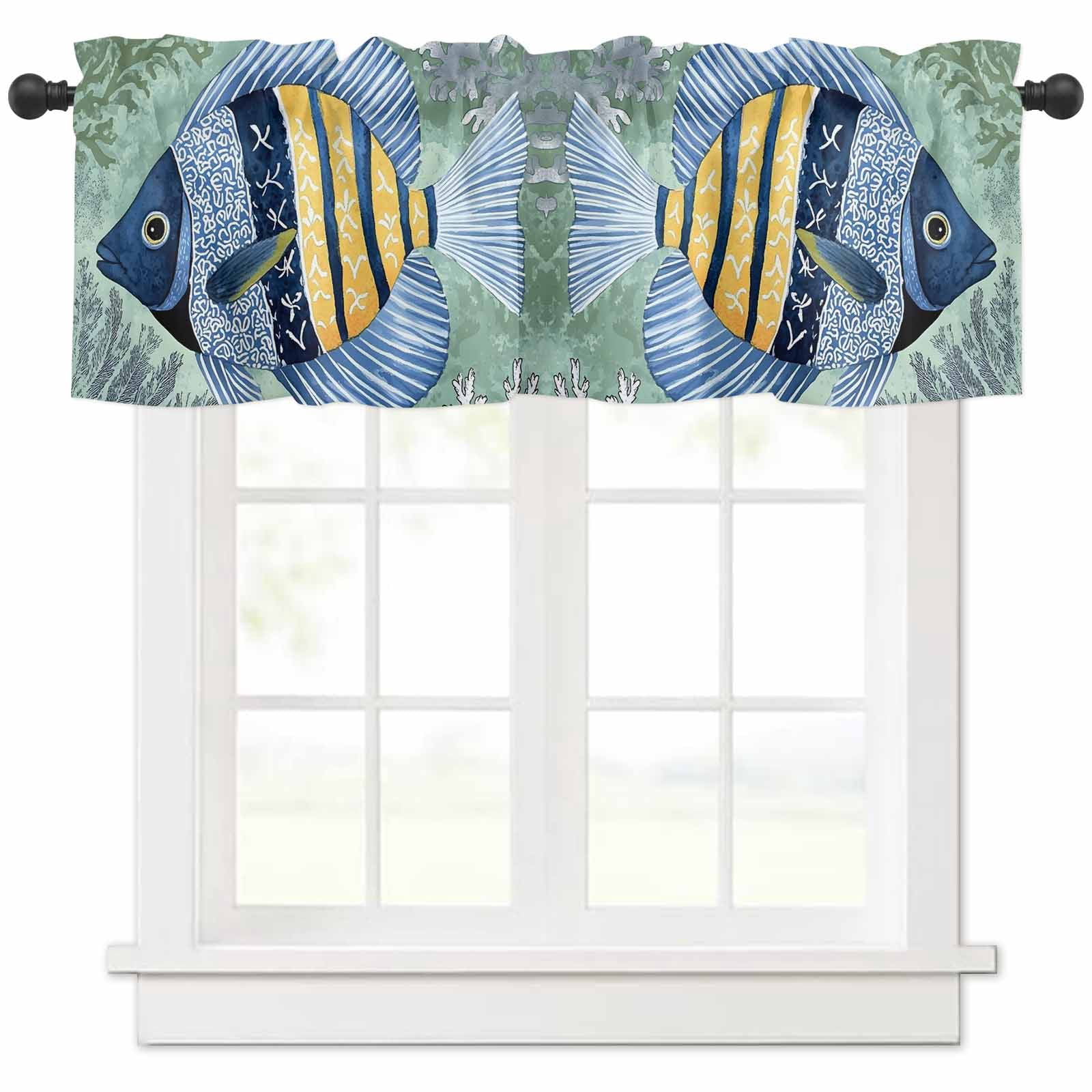 Coastal Ocean Valances for Windows Farmhouse Kitchen Curtains Valances ...