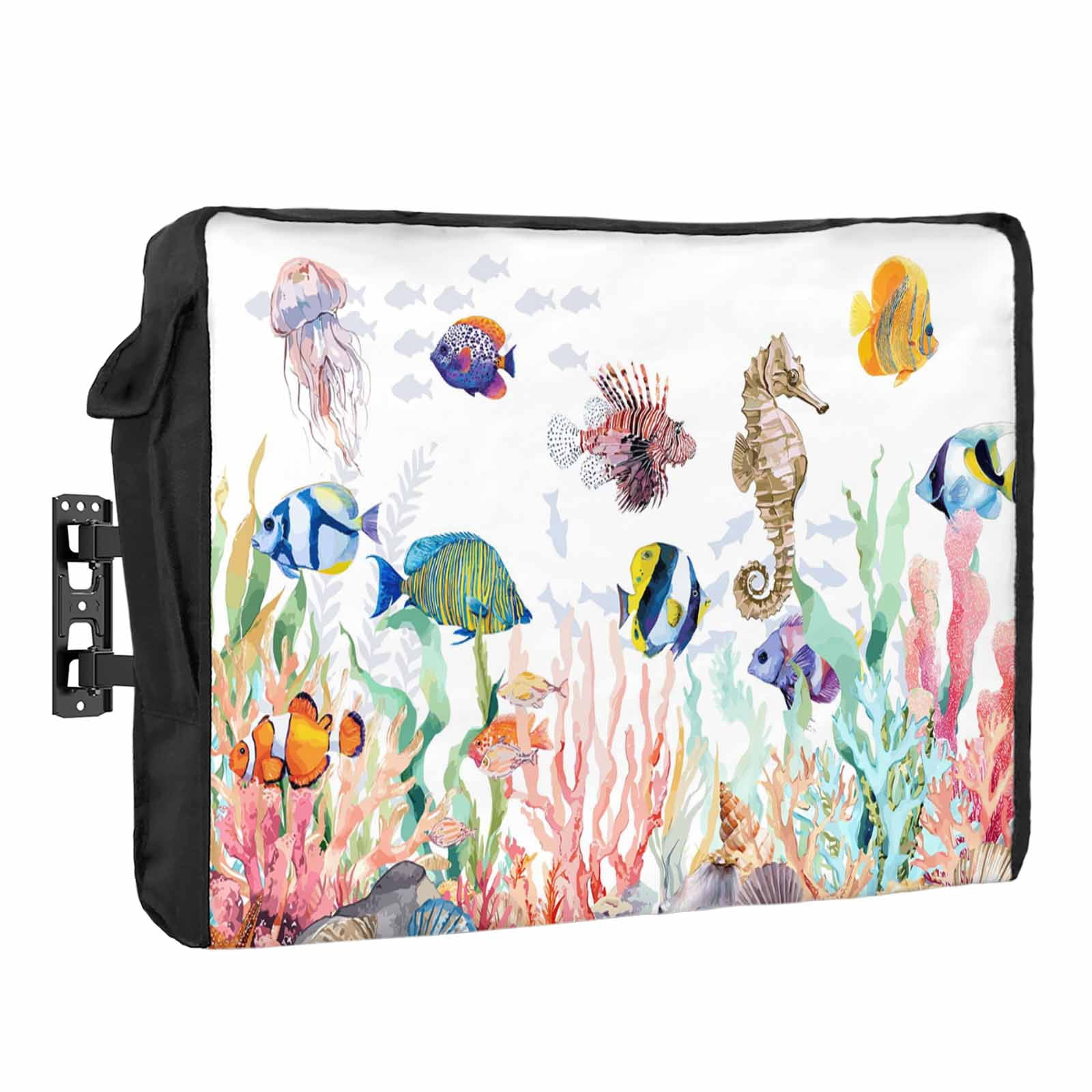 Coastal Ocean Waterproof Outdoor TV Cover, Seahorse Coral Seaweed ...