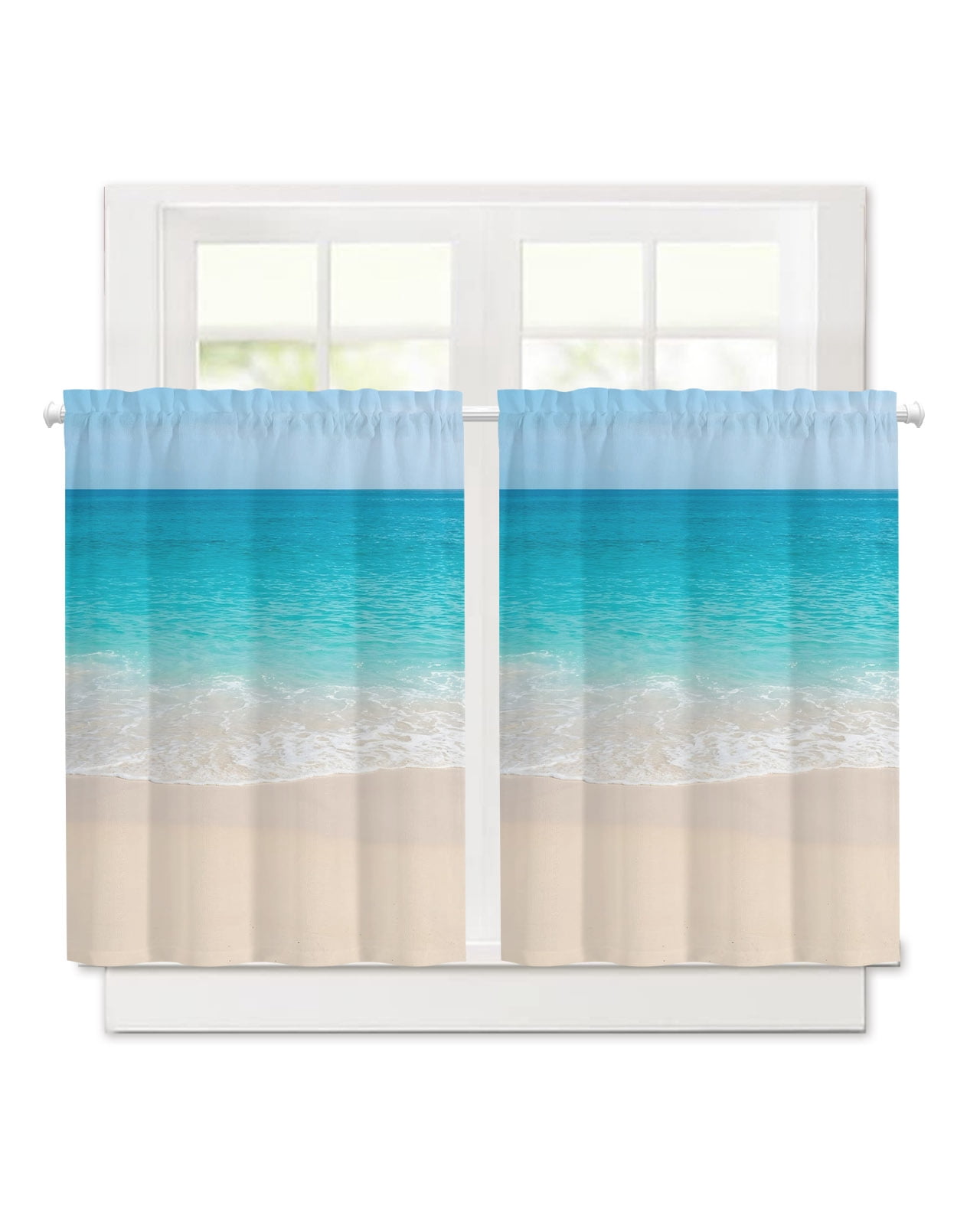 Coastal Ocean Wave Beach Short Blackout Curtains 36 Inch Long,Summer ...