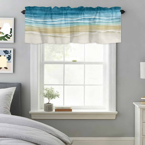 Coastal Ocean Wave Water Ripple Valances for Windows,Rod Pocket Valance ...