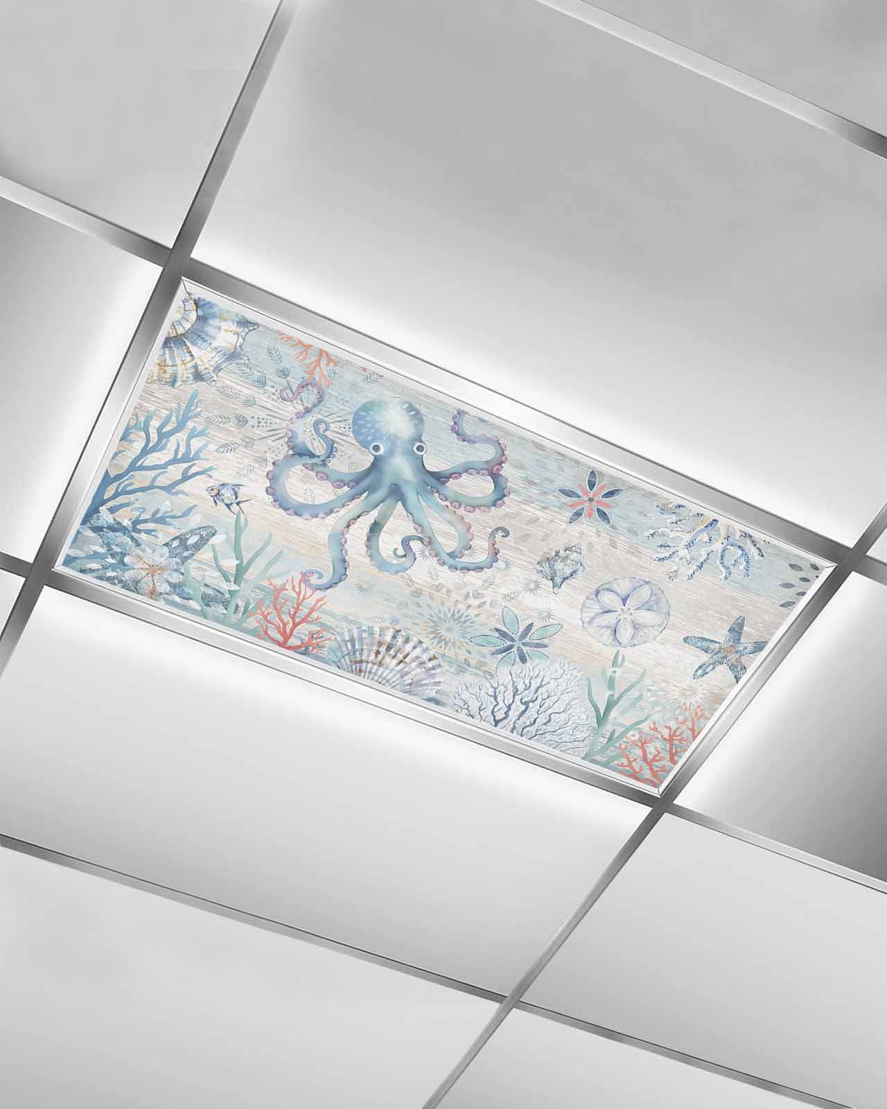 Coastal Octopus Fluorescent Light Covers for Ceiling Lights 4x2 feet,1 ...