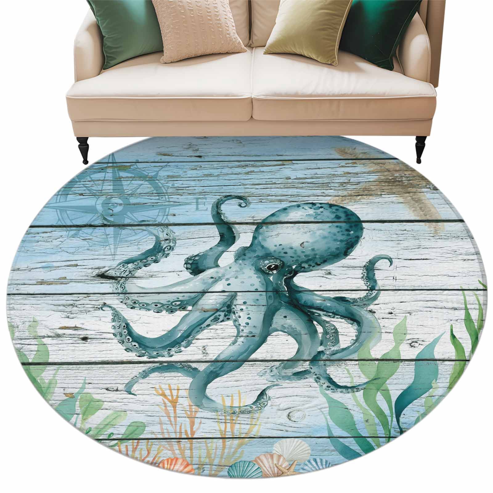 Coastal Octopus Large Area Rugs for Bedroom Living Room, Soft Non Slip ...