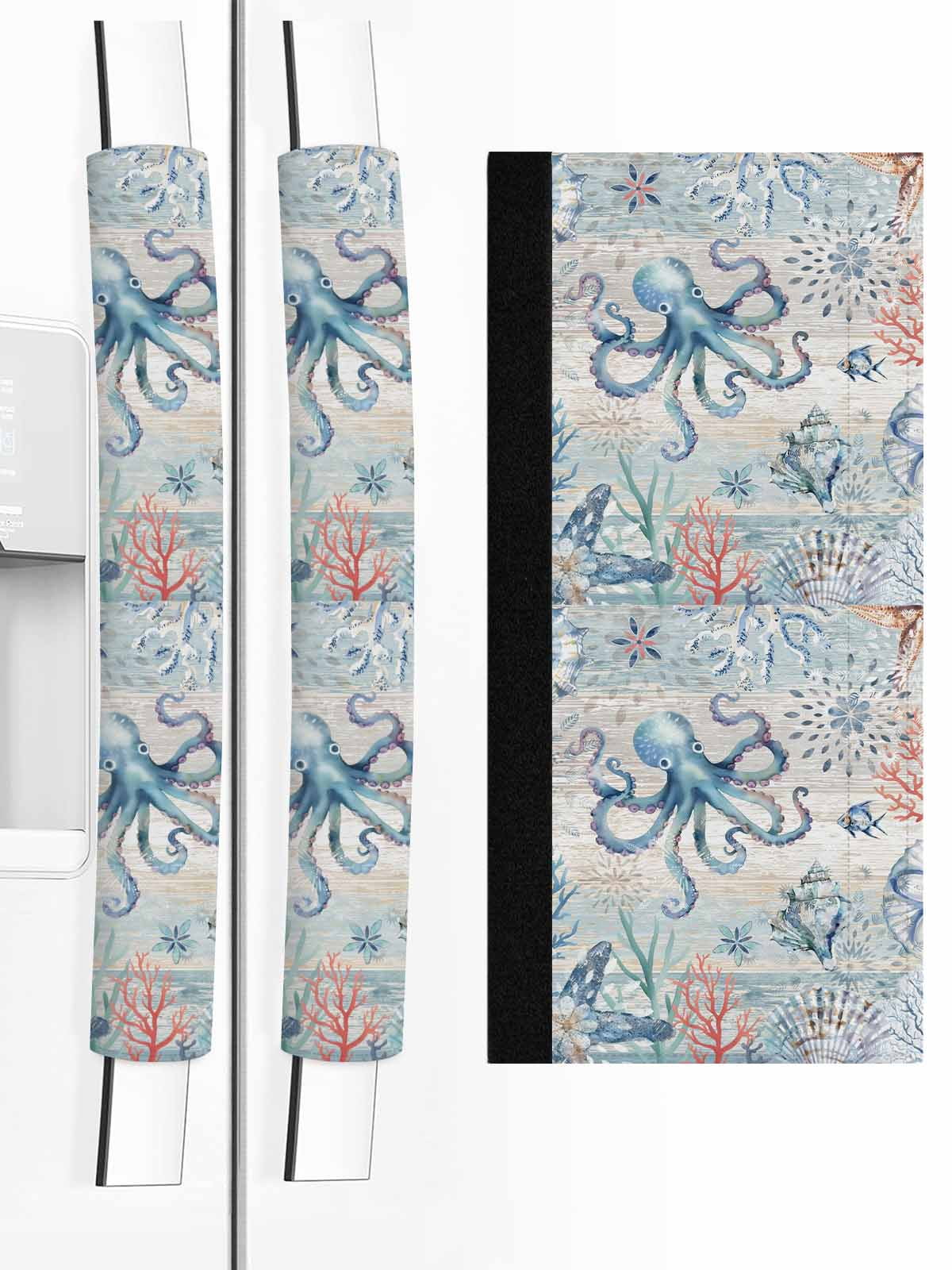 Coastal Octopus Refrigerator Door Handle Covers Set of 2, Farmhouse ...