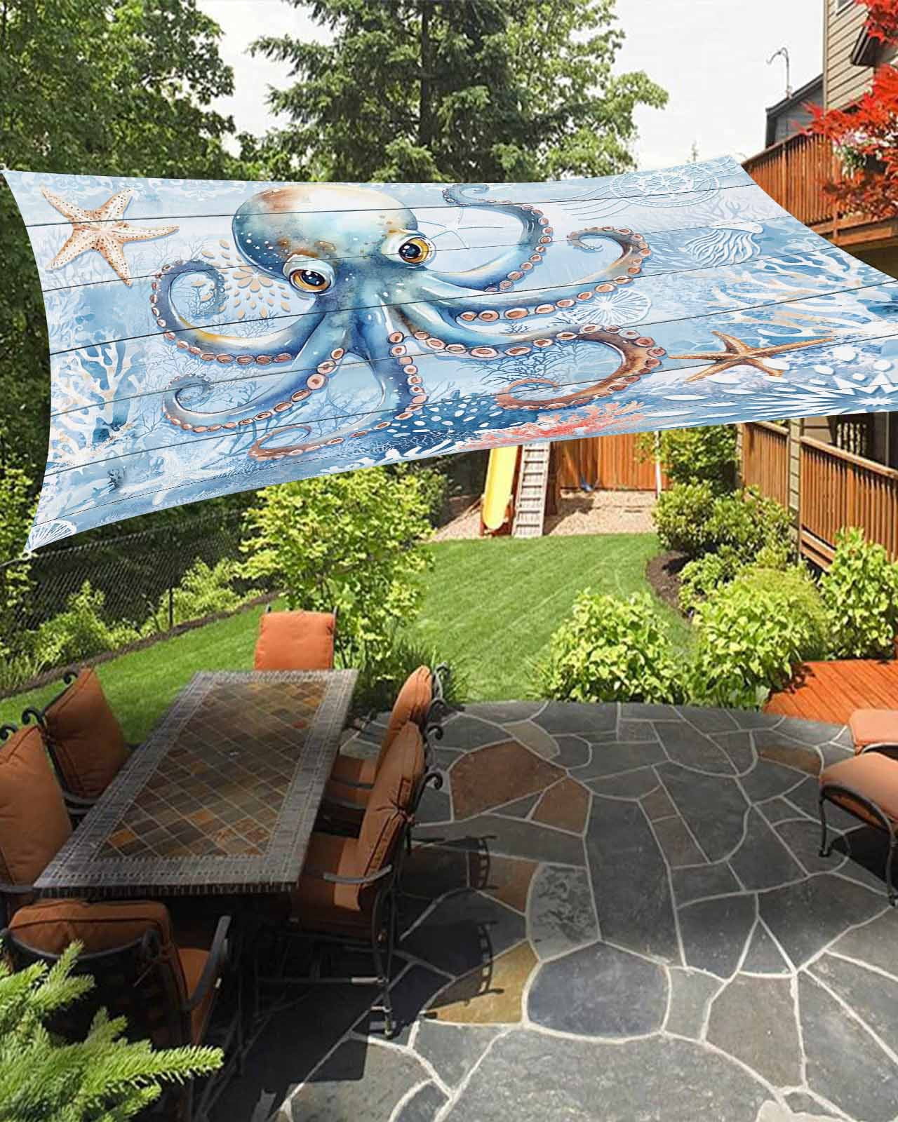 Coastal Octopus Sun Sail Shades Rectangle Canopy,Sunlight Block Heavy ...