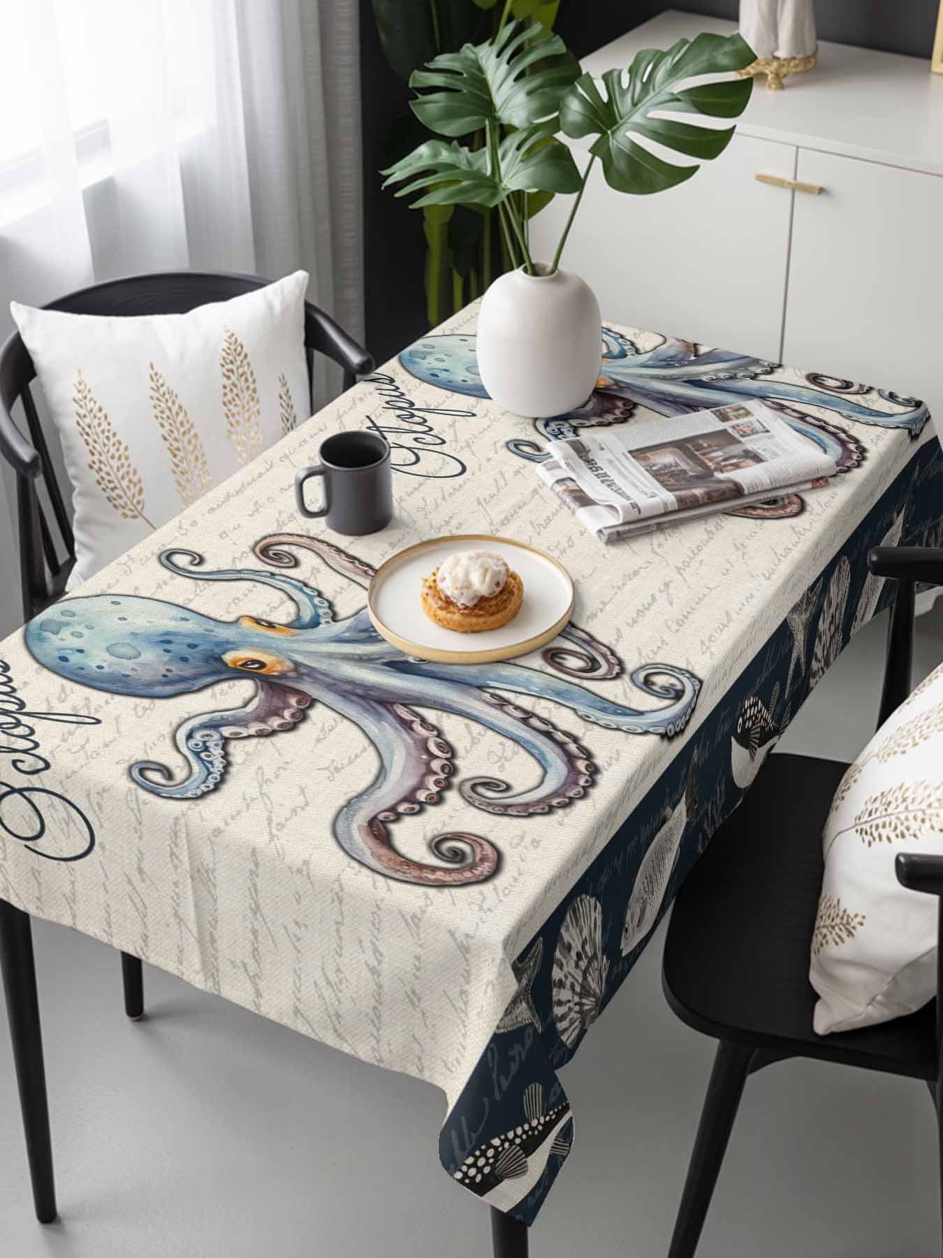 Coastal Octopus Tablecloth Rectangle Table Cloth 60x120, Waterproof ...