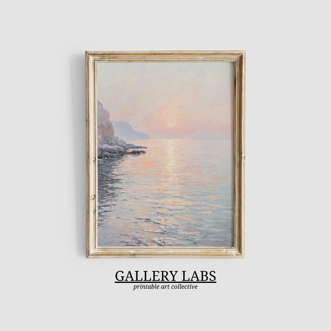 Coastal Oil Painting • Soft Sunset Wall Art • Bathroom Decor • Seascape ...
