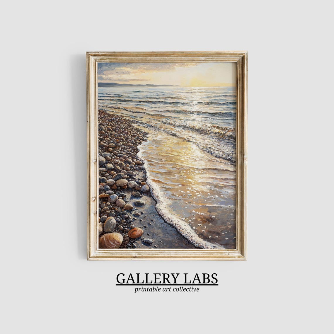 Coastal Oil Painting • Soft Waves Wall Art • Summer Apartment Decor ...