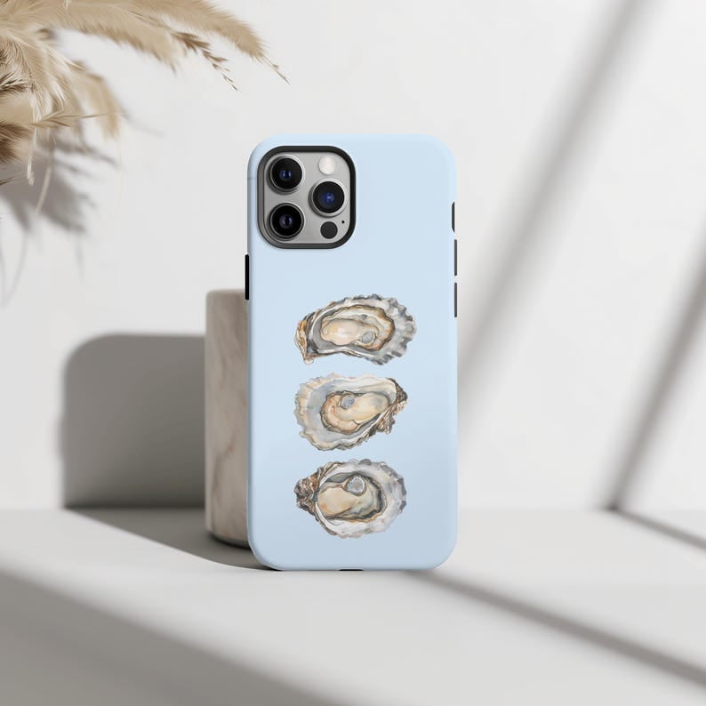 Coastal Oyster Baby Blue Summer Phone Case for iPhone 11 12 13 14 15 16 ...