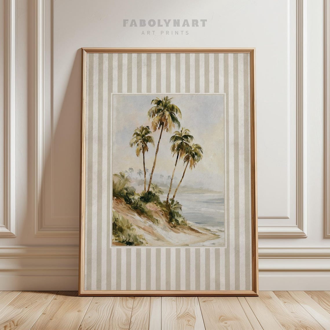 Coastal Palm Tree Beach House Decor Neutral Tropical Ocean Seascape ...
