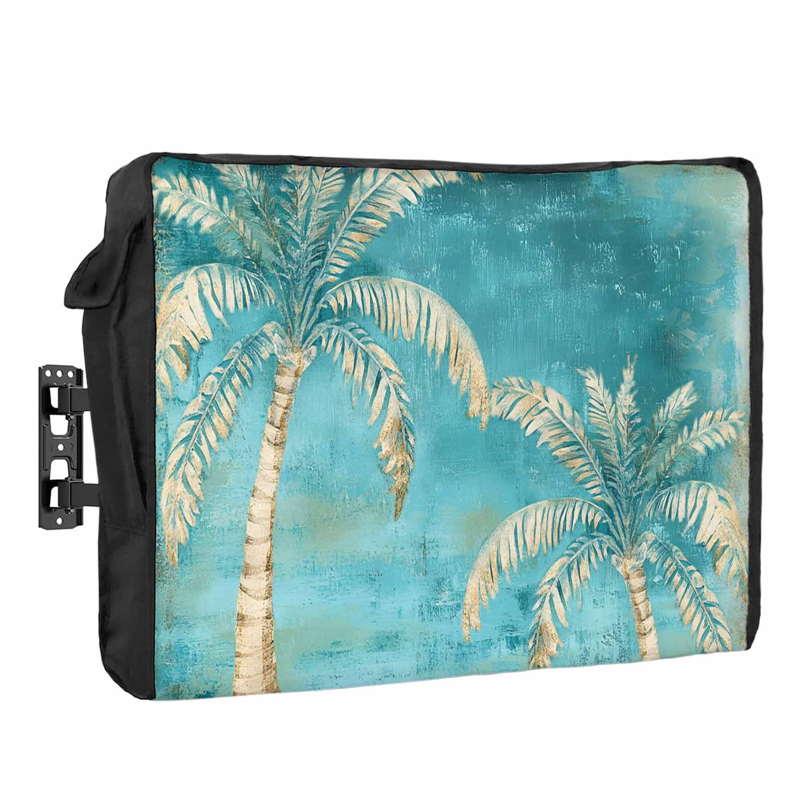 Coastal Palm Tree Waterproof Outdoor TV Cover, Retro Tropical Plant ...
