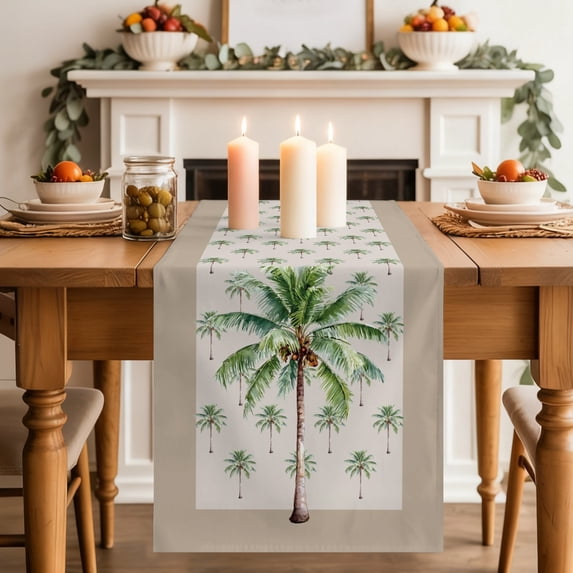 Coastal Palm Trees Dining Table Runner, Tropical Plant Summer Nature ...