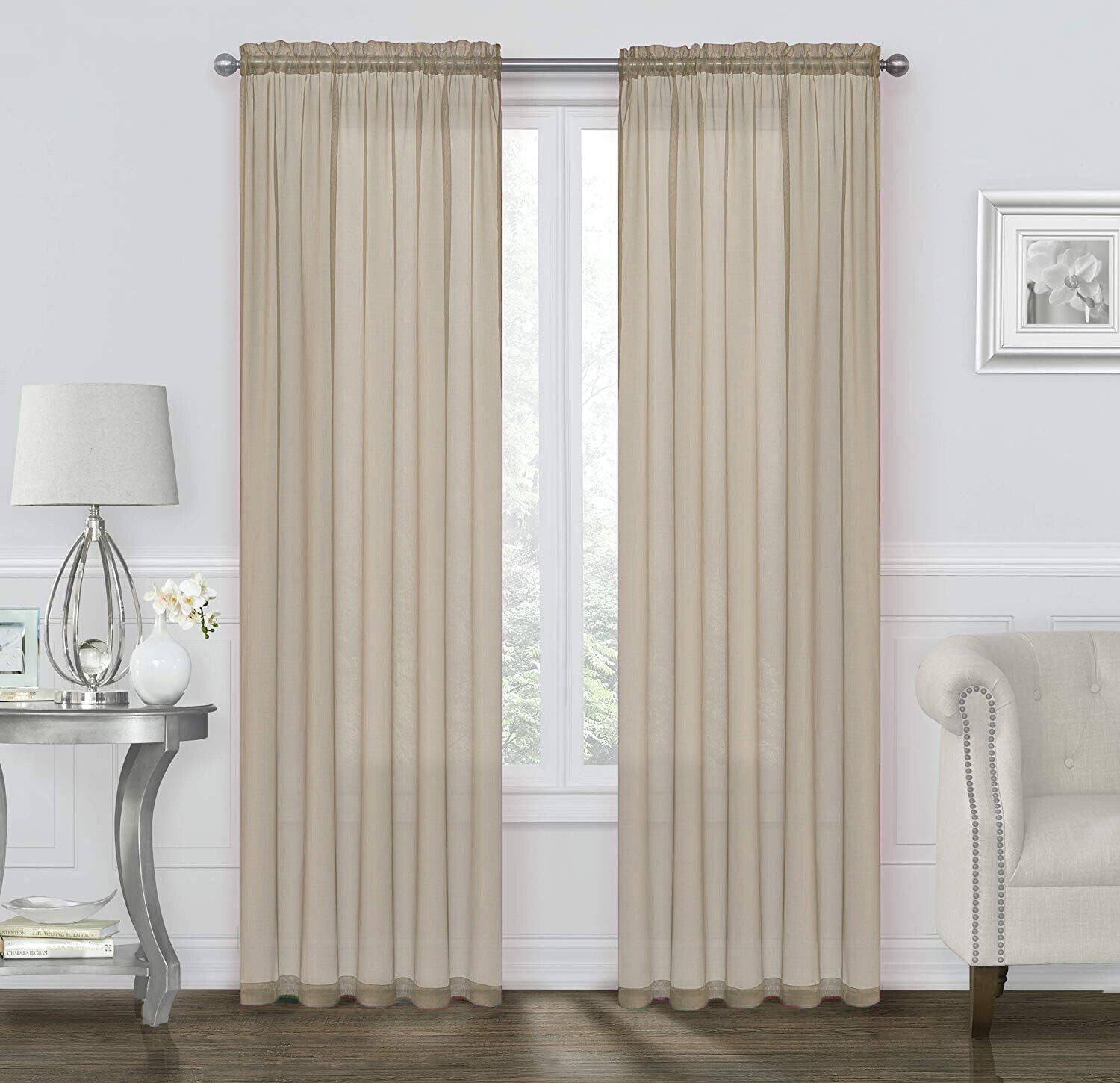 Coastal Pastel Colored Sheer Voile Window Curtains - Assorted Colors ...