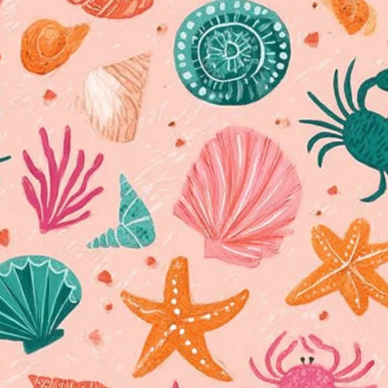 Coastal Peel and Stick Wallpaper 17.7in x 9.8ft Colorful Seashells ...