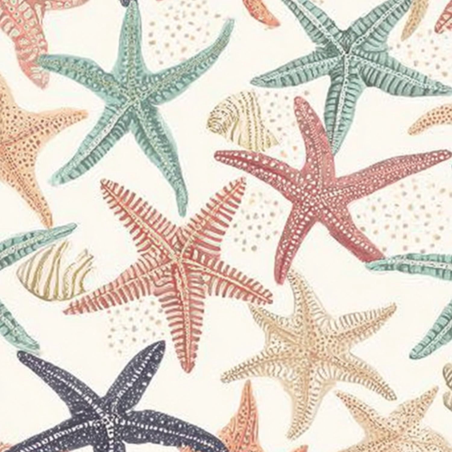 Coastal Peel and Stick Wallpaper 17.7in x 9.8ft Colorful Starfish ...