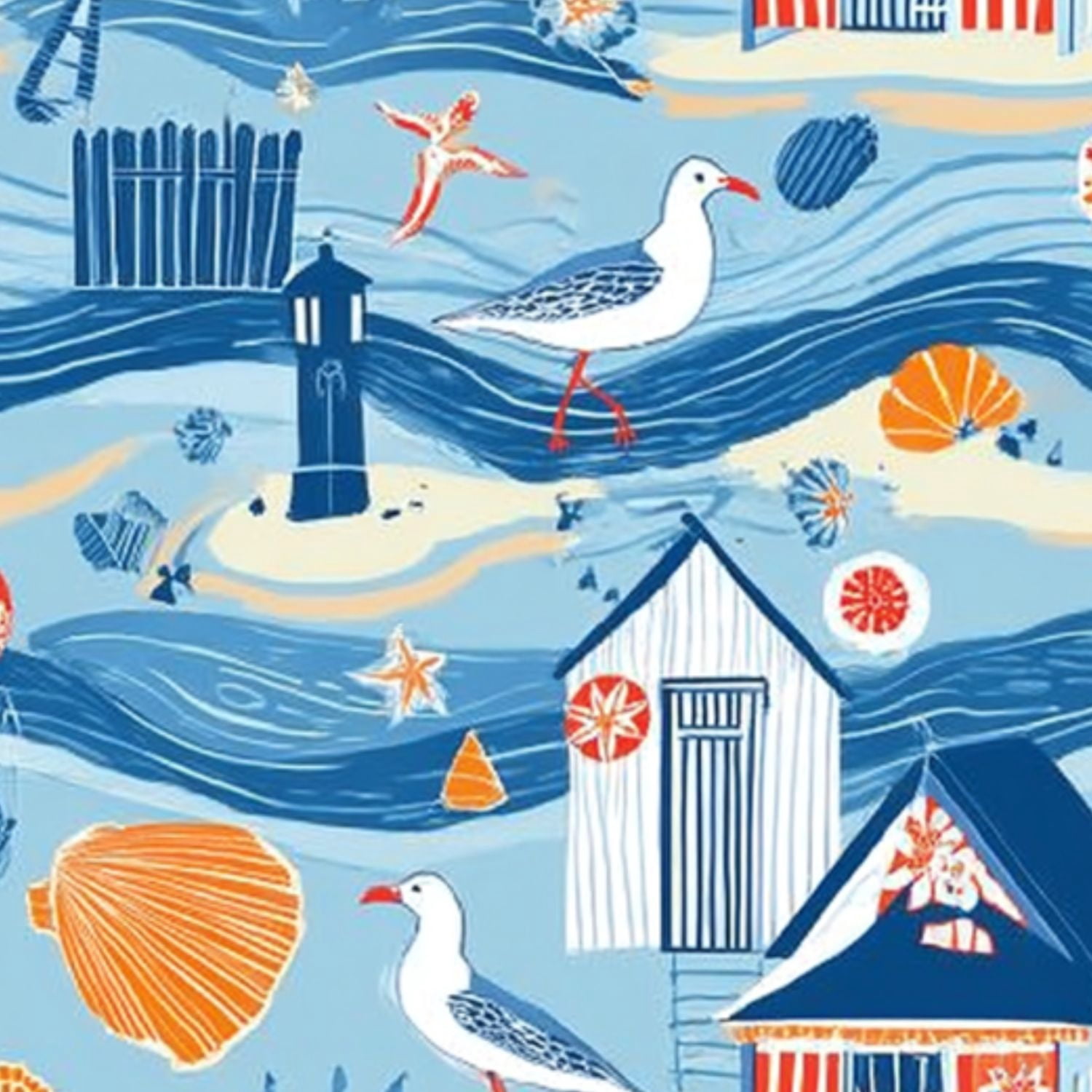 Coastal Peel and Stick Wallpaper 17.7in x 9.8ft Seaside Coastal ...