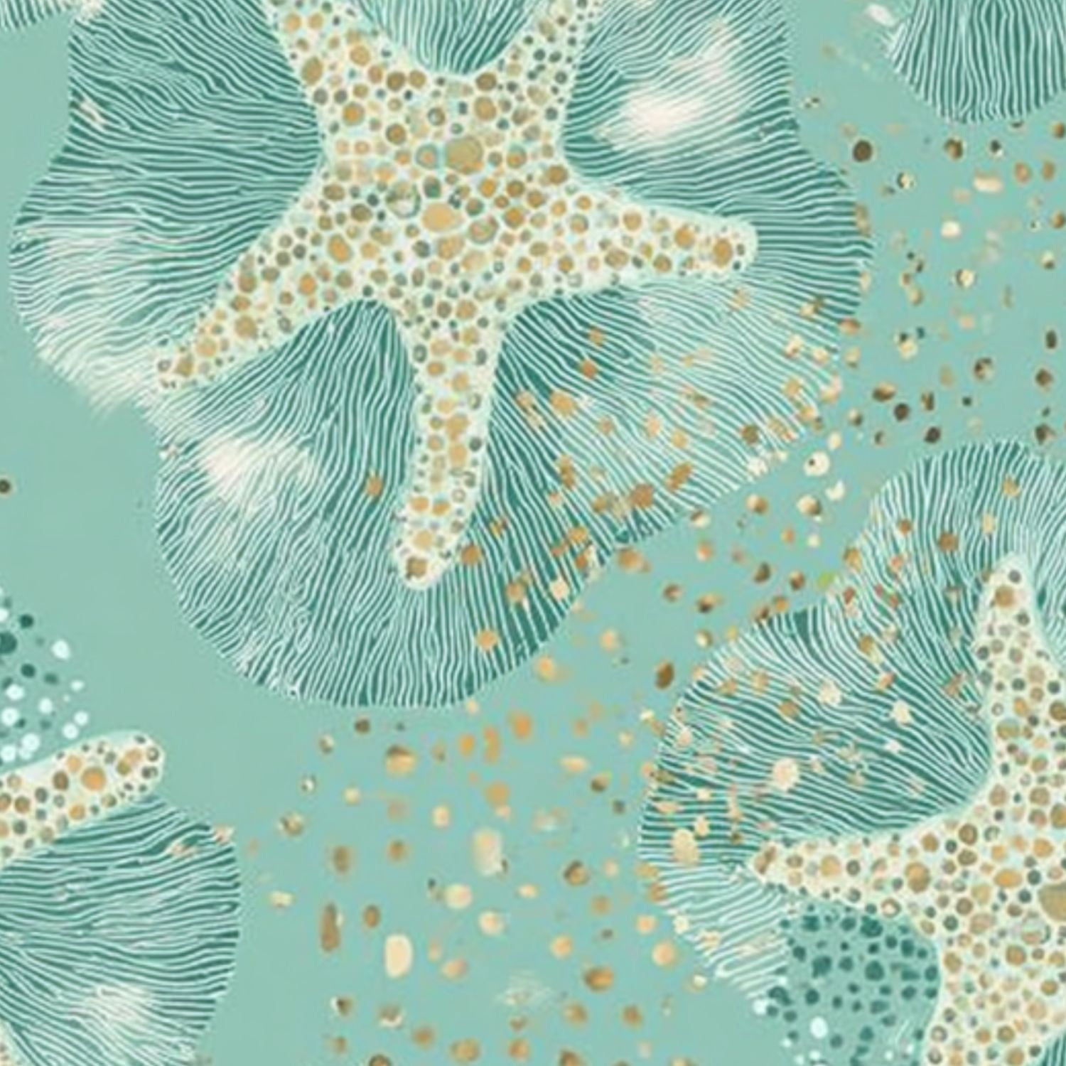 Coastal Peel and Stick Wallpaper 17.7in x 9.8ft Starfish Abstract Ocean ...