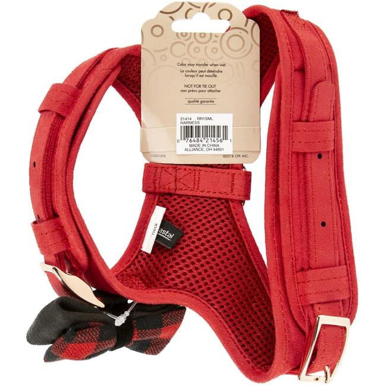 Coastal Pet Accent Microfiber Dog Harness Retro Red with Plaid Bow ...