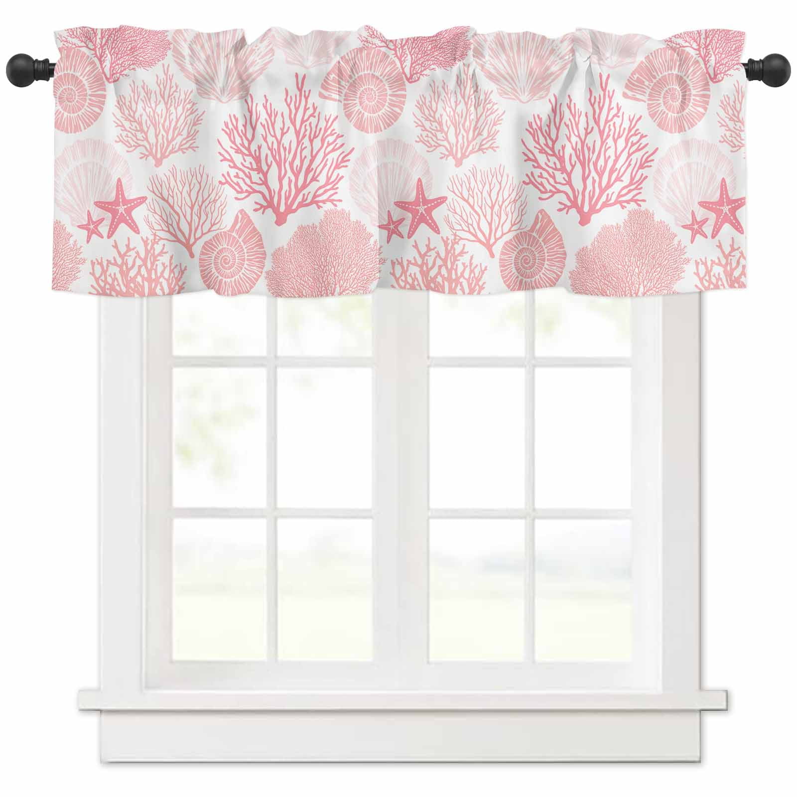 Coastal Pink Valances for Windows Farmhouse Kitchen Curtains Valances ...