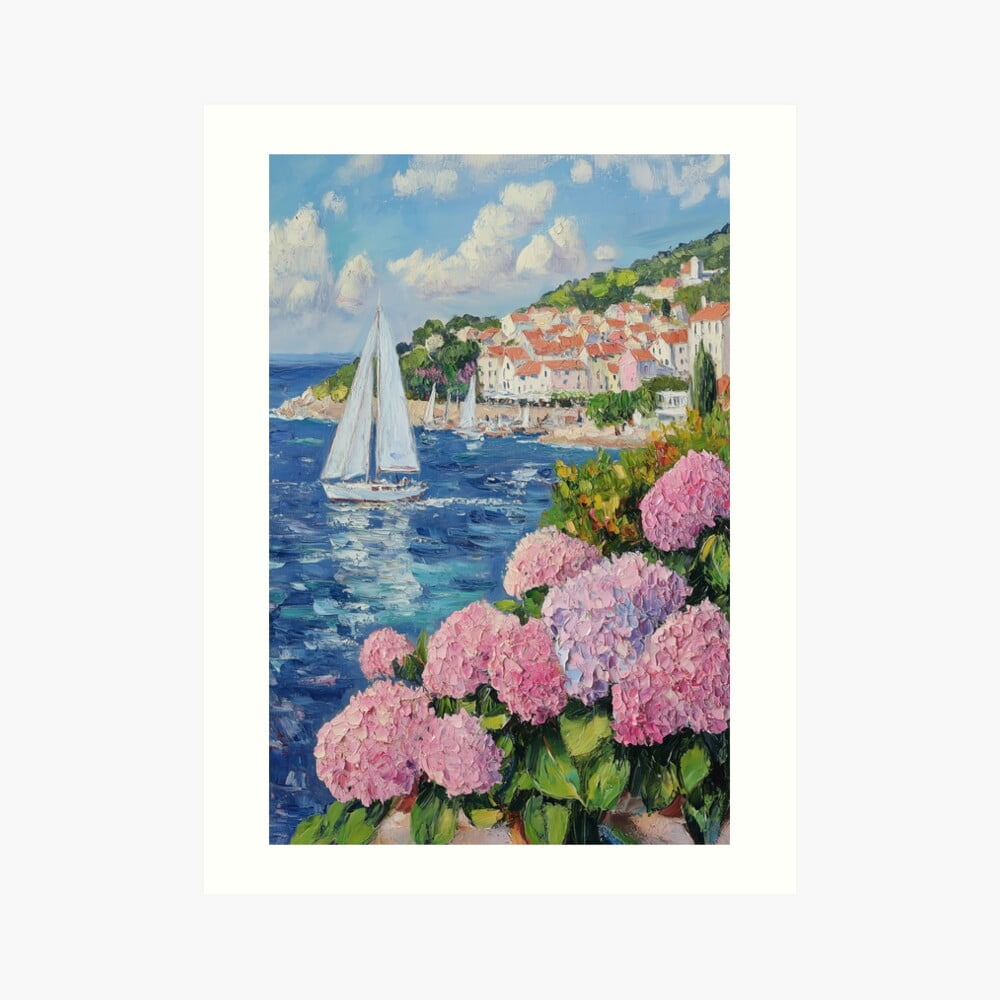 Coastal Pink and Blue Hydrangea Flower Ocean Italian Beach with ...