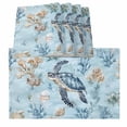 Coastal Placemats for Dinning Table Set of 4, Sea Turtle Summer Beach ...