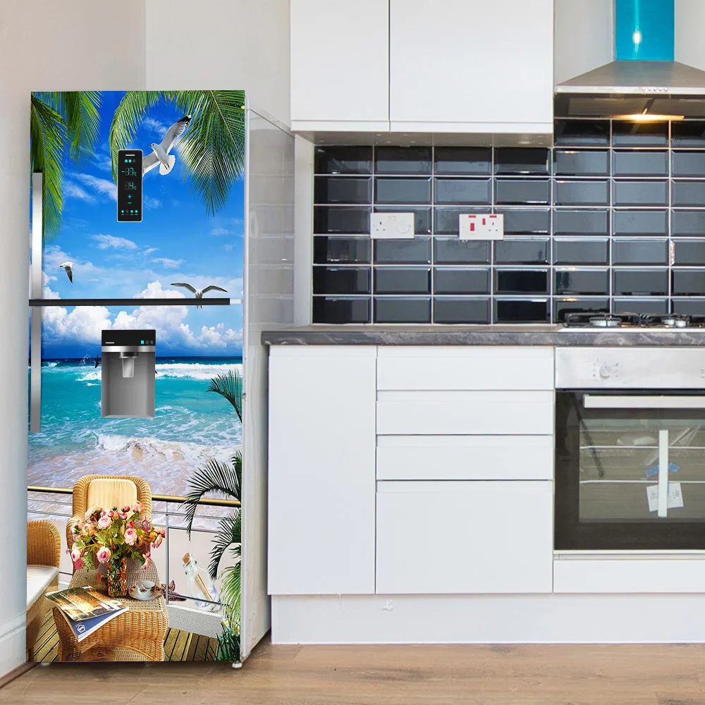 Coastal Plank Path Scenic Refrigerator Poster Decal Creative Detachable ...