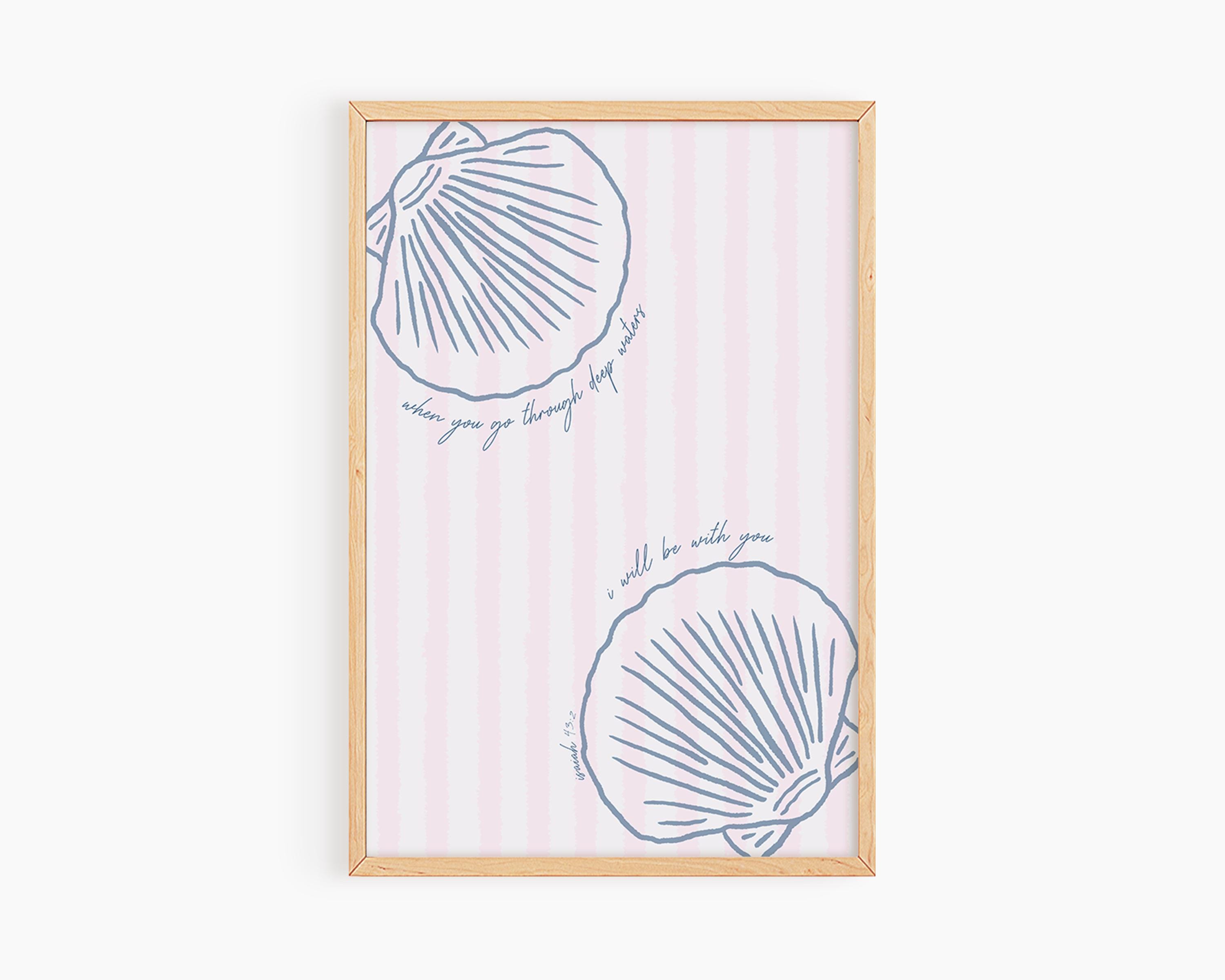 Coastal Print, Isaiah 43:2 Art Print, Beach Wall Art, Seashell Art ...