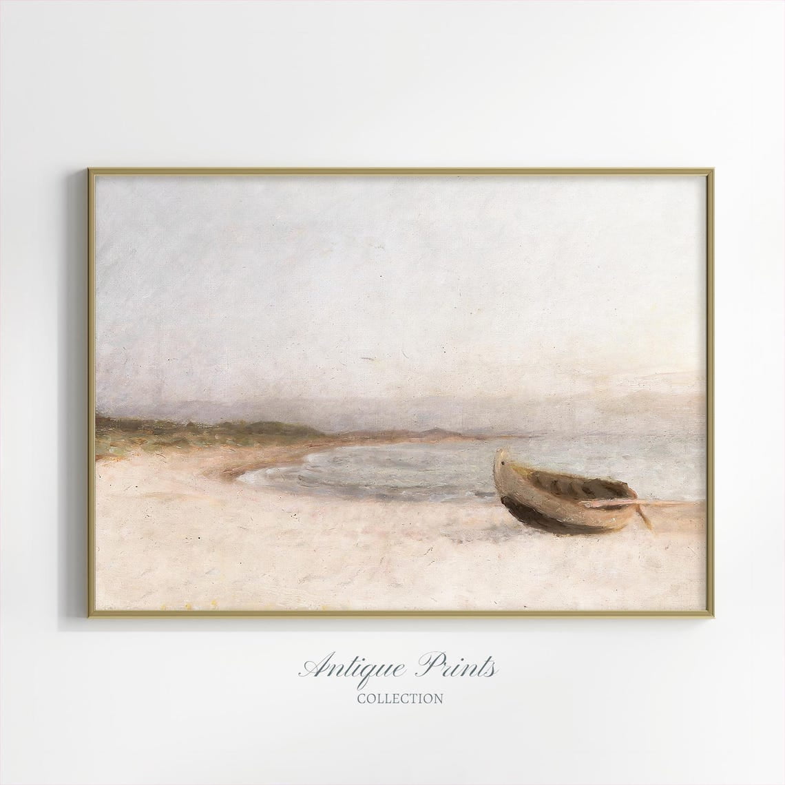 Coastal Print, Neutral Seascape, Vintage Calm Beach Landscape Wall Art ...