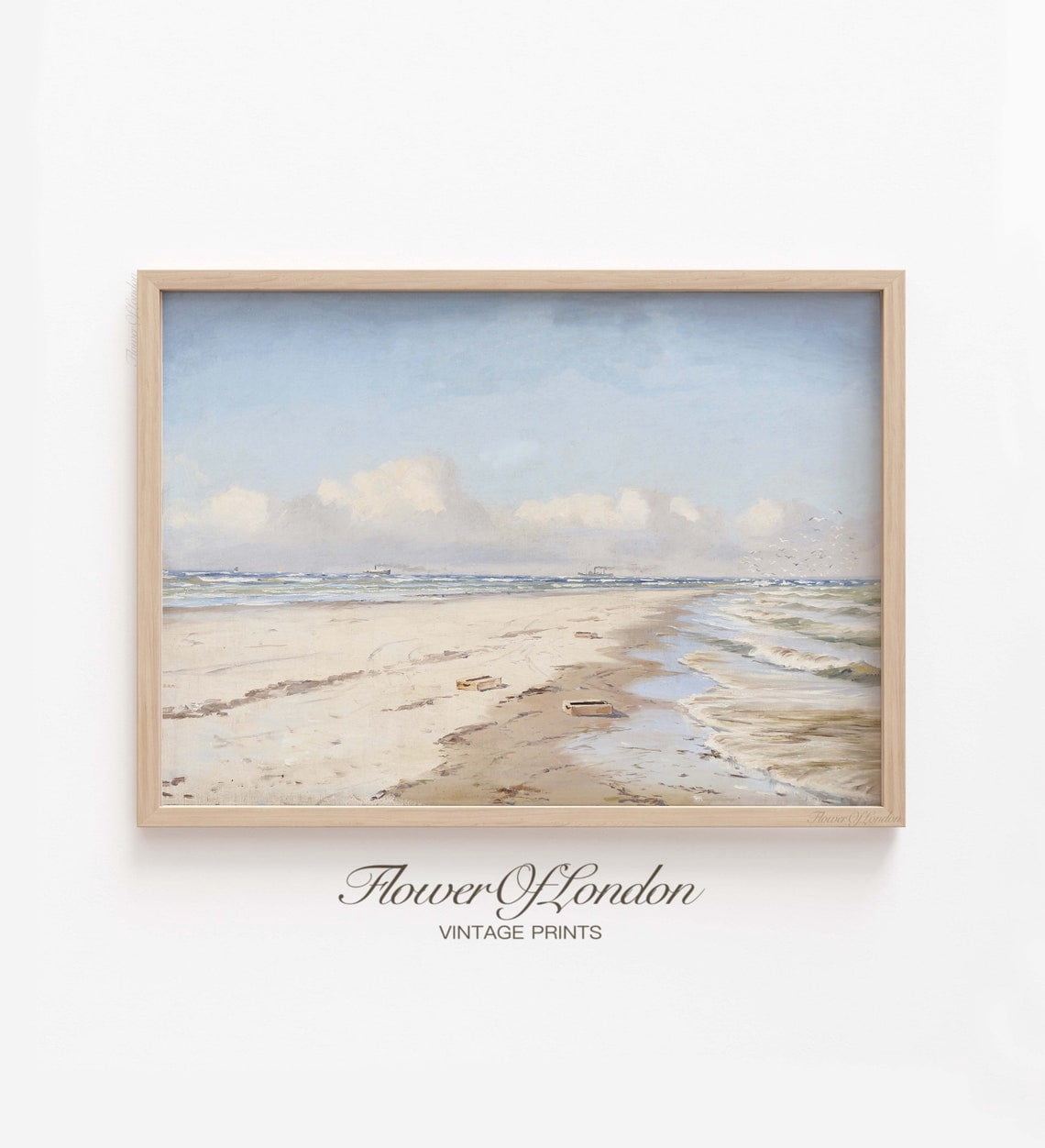 Coastal Print Vintage Rustic Beach Neutral Pastel Muted Simple ...