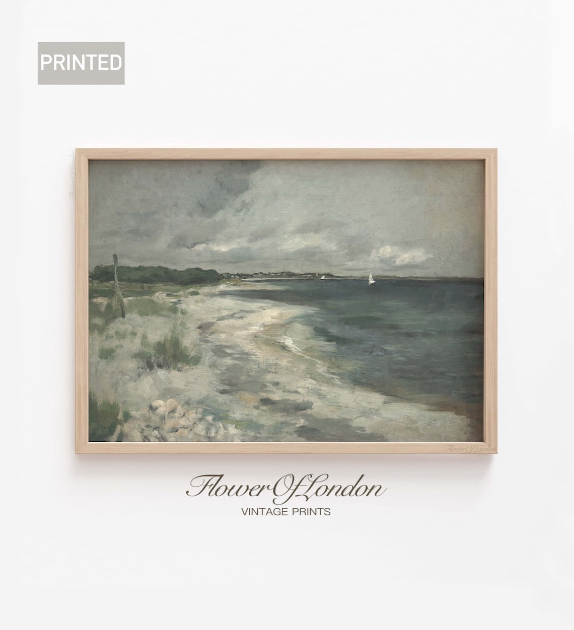Coastal Print Vintage Rustic Summer Beach Landscape Simple Seaside ...