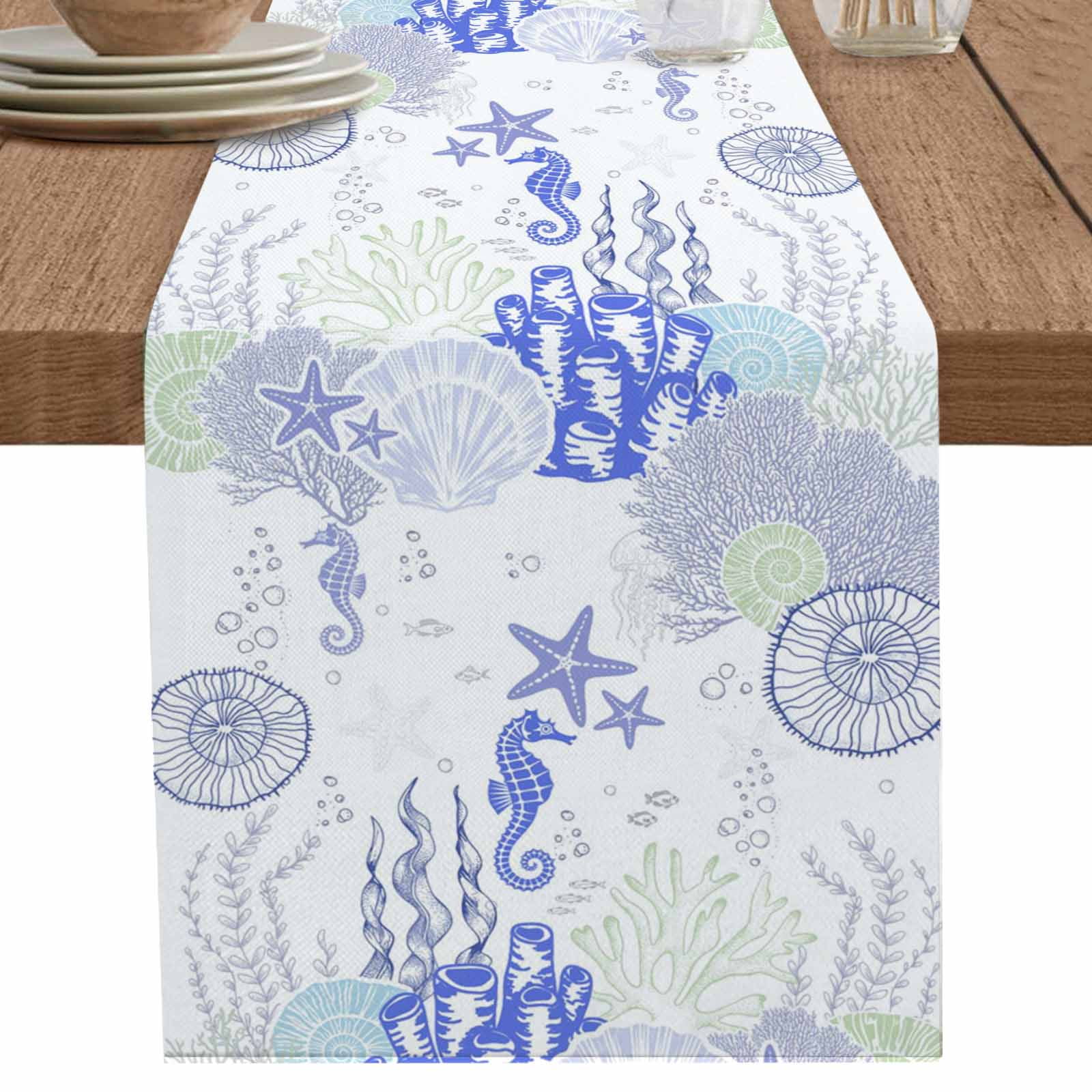 Coastal Purple Table Runner 120 Inches Long for Dining Table Decor ...