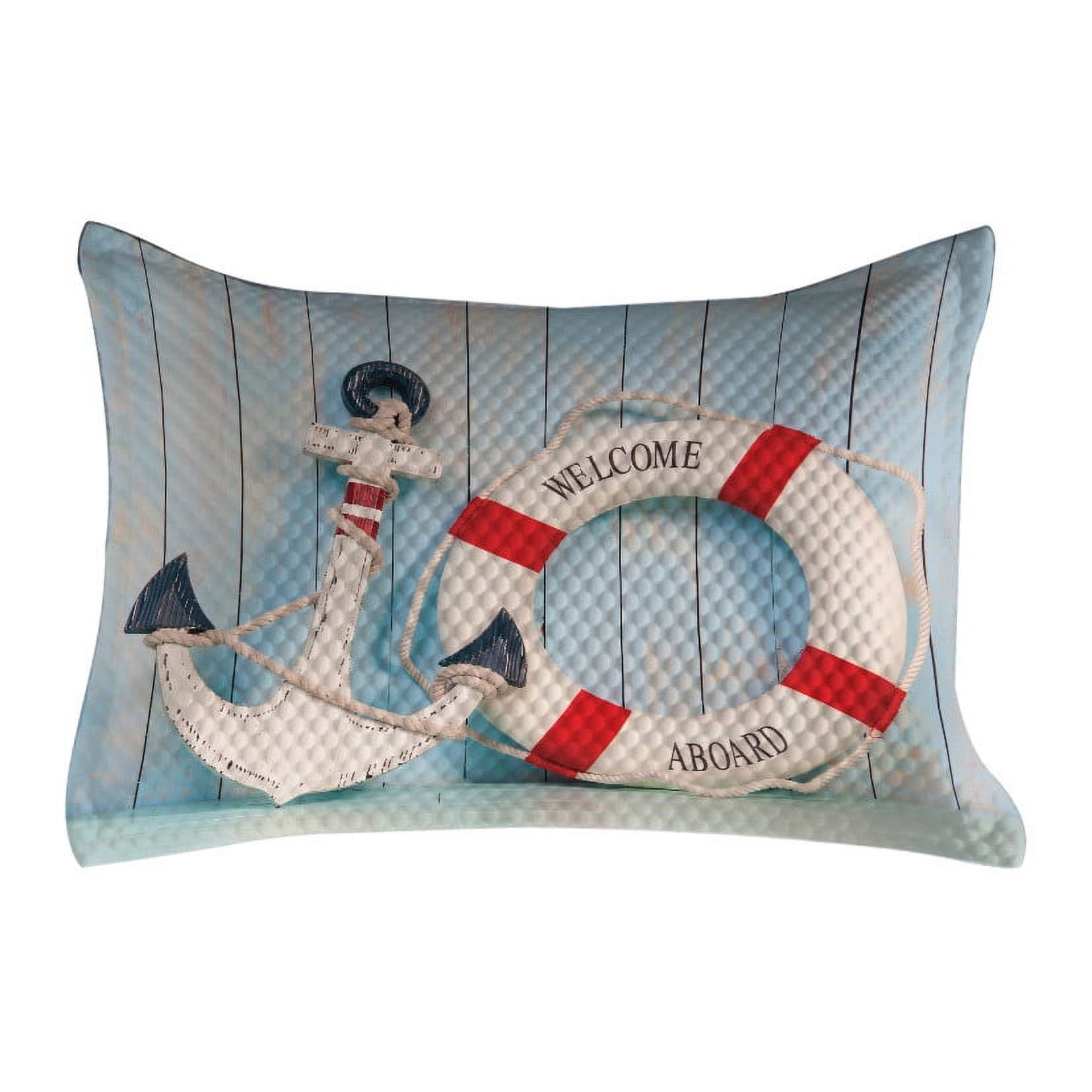 Coastal Quilted Pillowcover, Anchor Striped Siding Vertical on Shabby ...