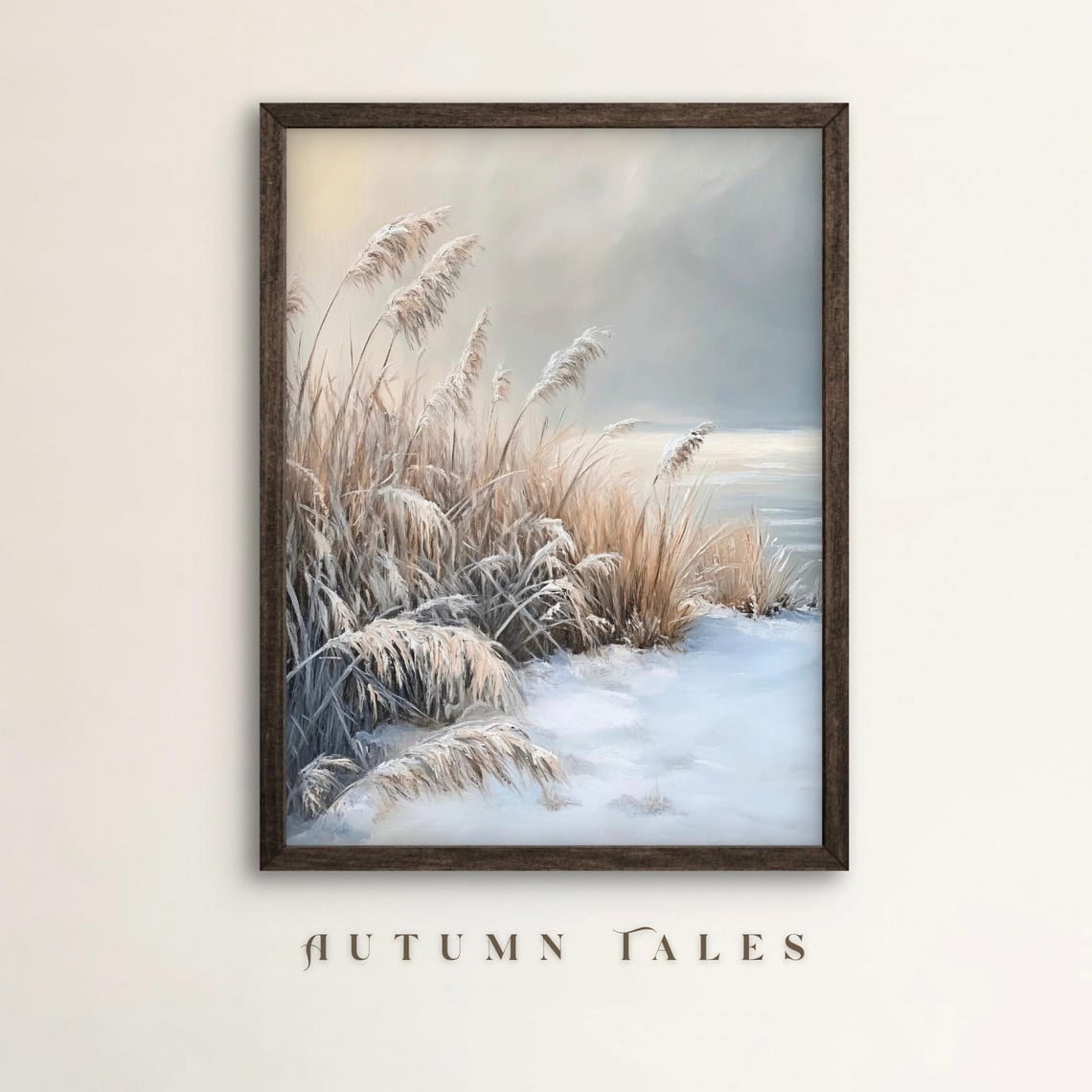 Coastal Reed Poster Wall Art Snowy Beach Print Ocean Winter Spring ...