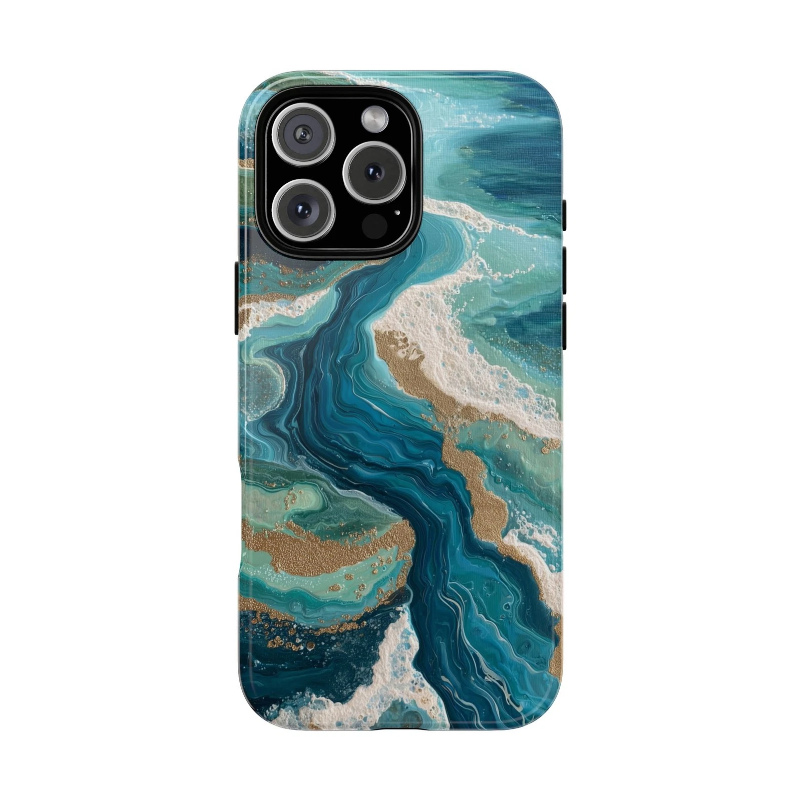 Coastal Resin Teal Blue Marble Texture Case for iPhone 17 11 12 13 14 ...