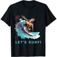 Coastal Retro Surfing Turtle Let'S Surf Ocean Marine T-Shirt - Walmart.com