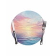Coastal Round Table Placemats 1 pc, Ocean Sunset Seagull Washable Woven ...