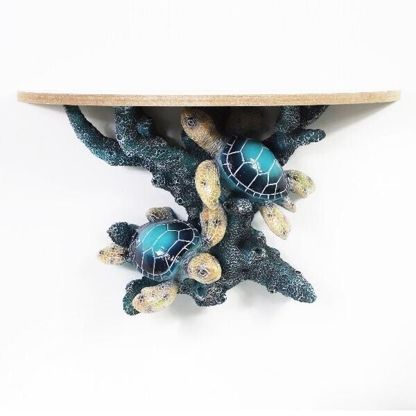Coastal SEA TURTLE Ocean Blue Wall Shelf, 13.75" Long, by DeLeon ...
